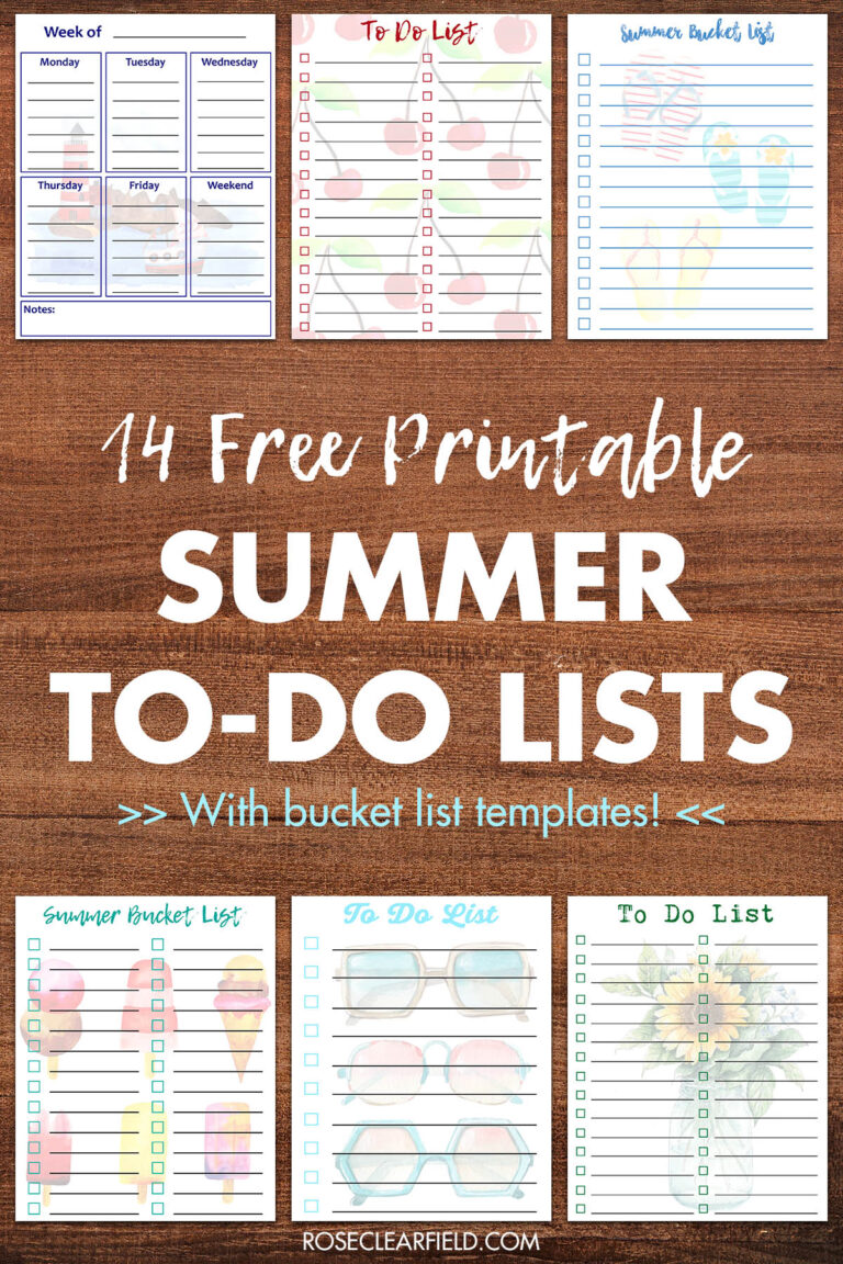 Free Printable Summer To-Do Lists • Rose Clearfield