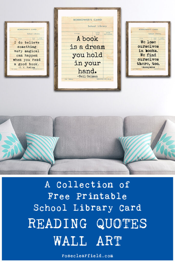 A Collection of Free Printable School Library Card Reading Quotes Wall ...