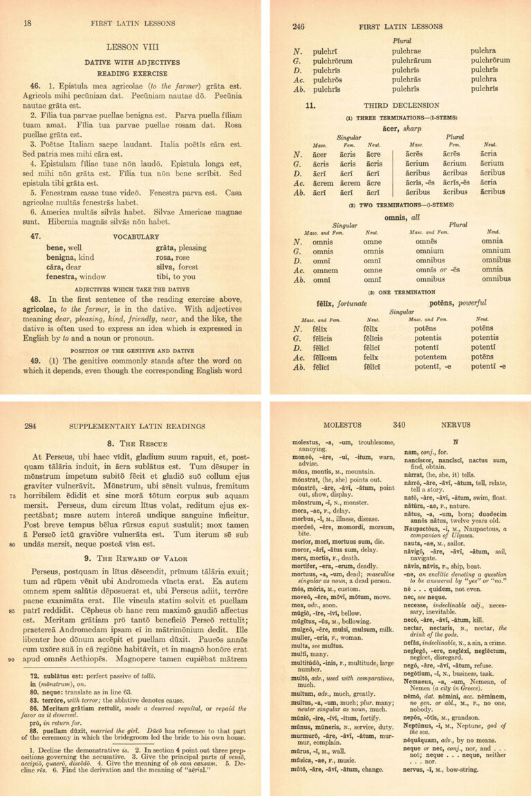 Free Vintage Beginner Latin Textbook Pages and Illustrations - Rose ...