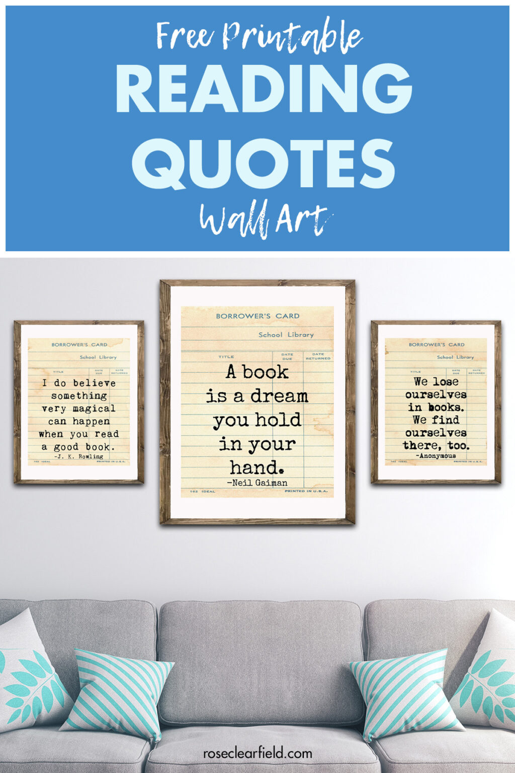 Free Printable Library Card Tolkien Quotes Wall Art • Rose Clearfield