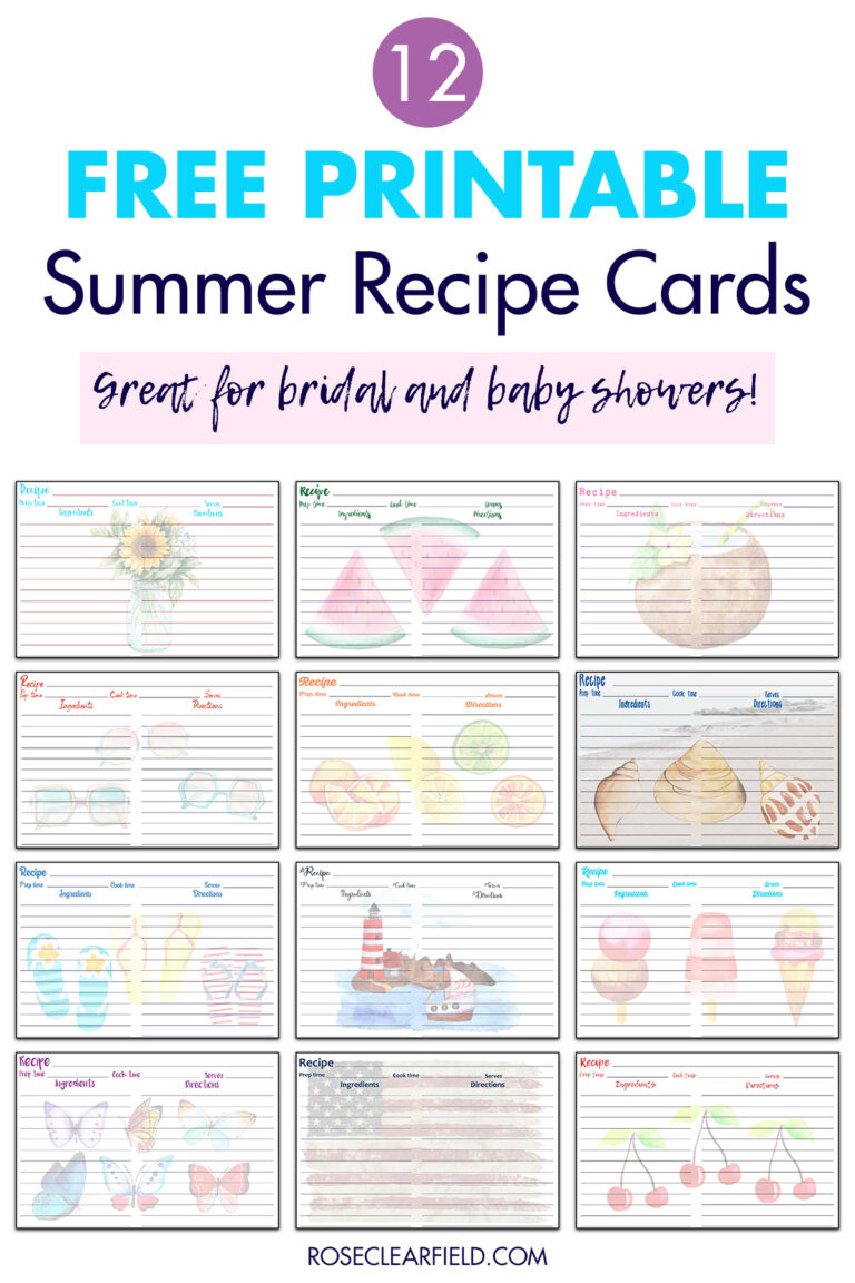 Free Printable Summer Recipe Cards • Rose Clearfield