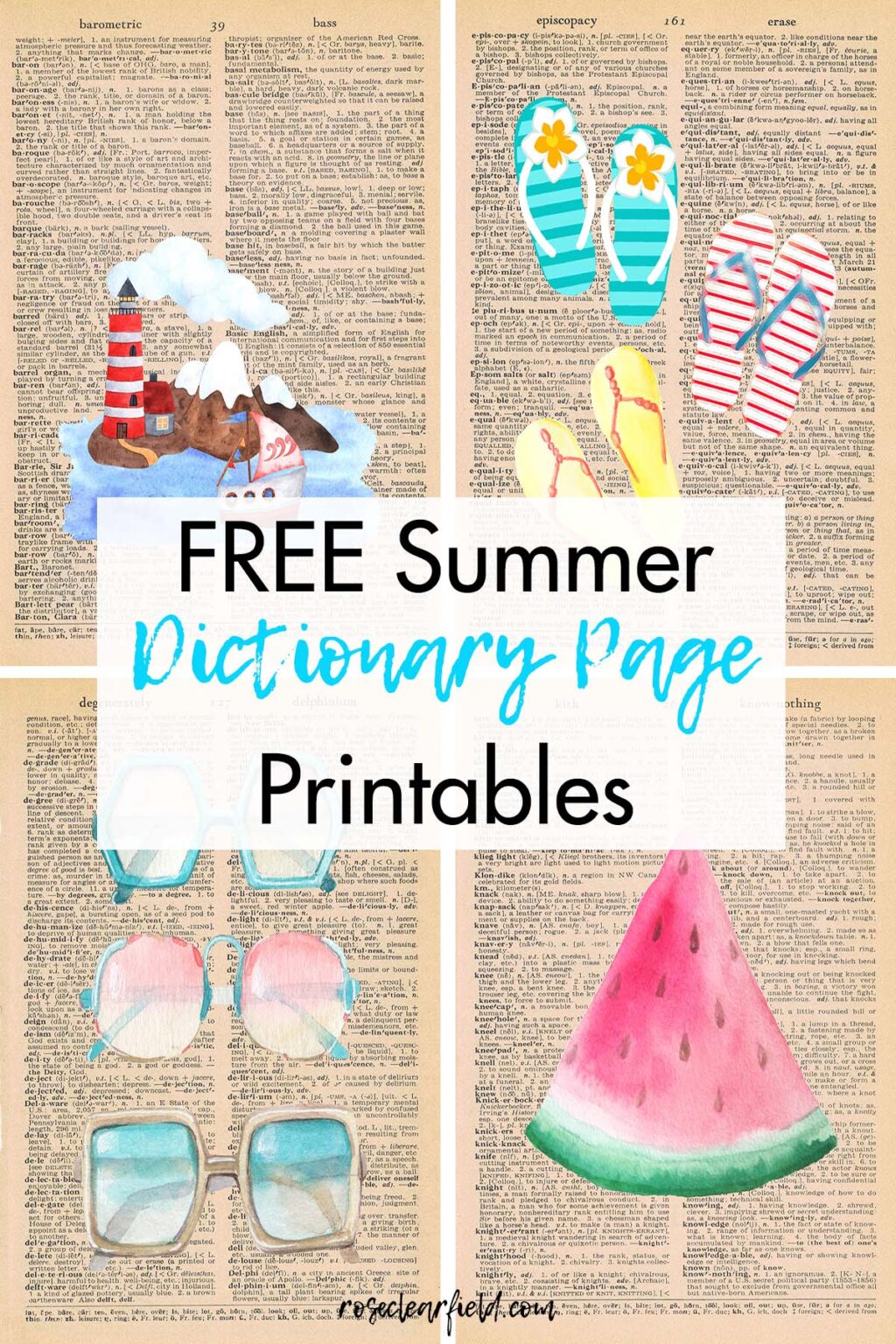 Free Summer Dictionary Page Printables • Rose Clearfield