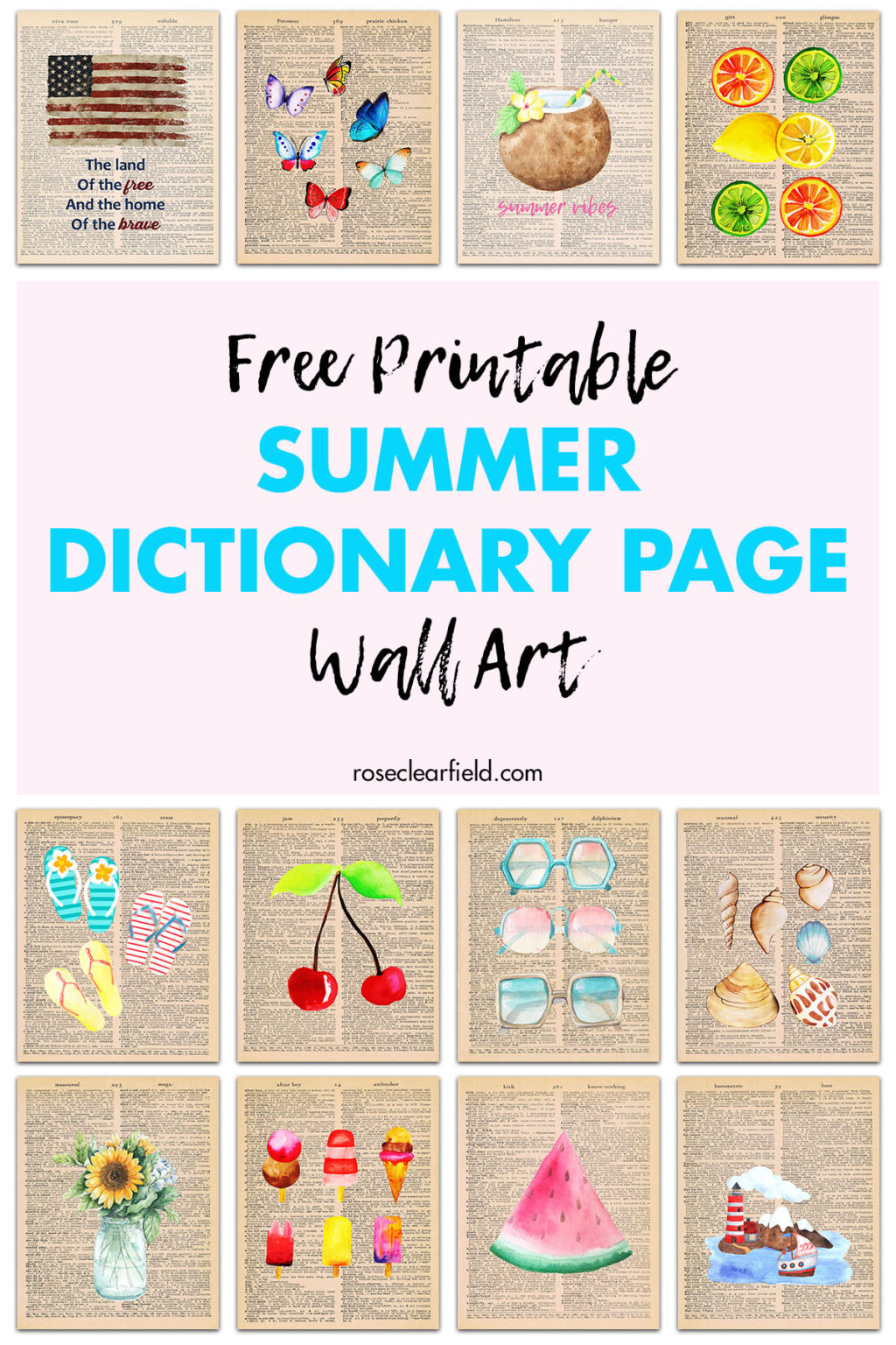 Free Summer Dictionary Page Printables • Rose Clearfield