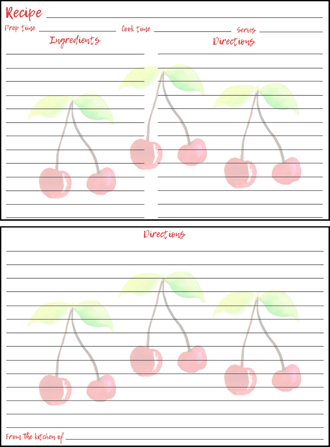 Free Printable Summer Recipe Cards • Rose Clearfield