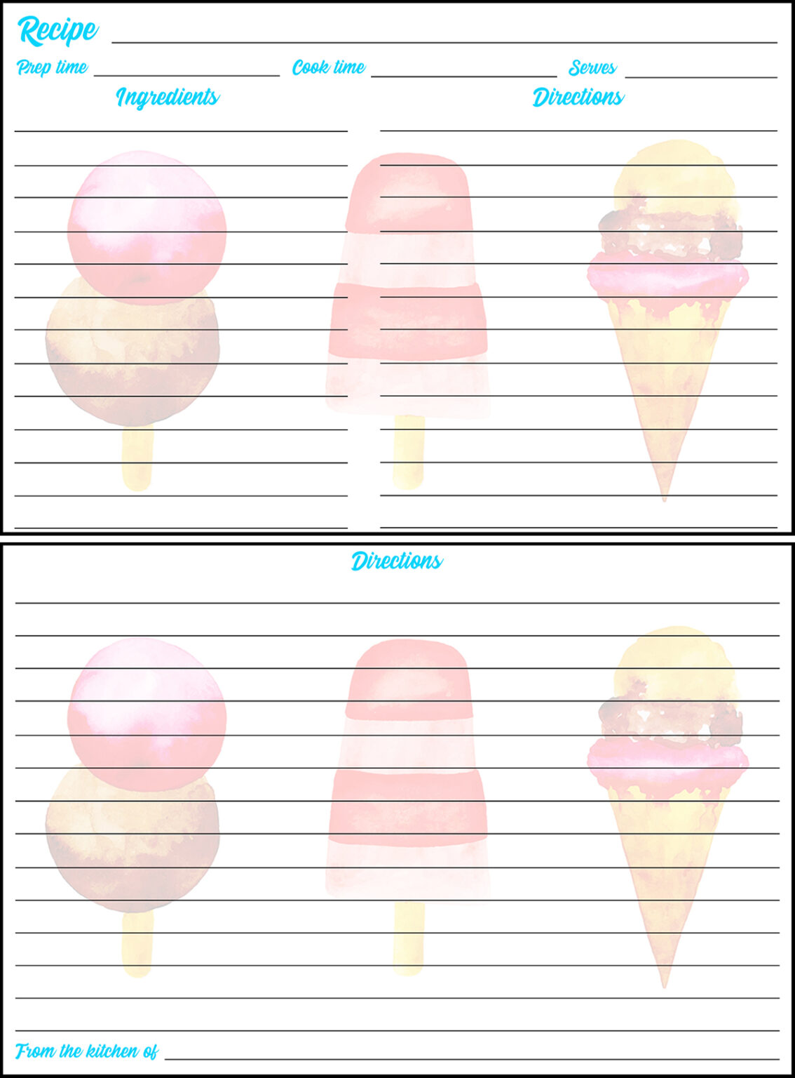 Free Printable Summer Recipe Cards • Rose Clearfield