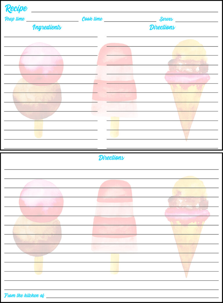 Free Printable Summer Recipe Cards • Rose Clearfield