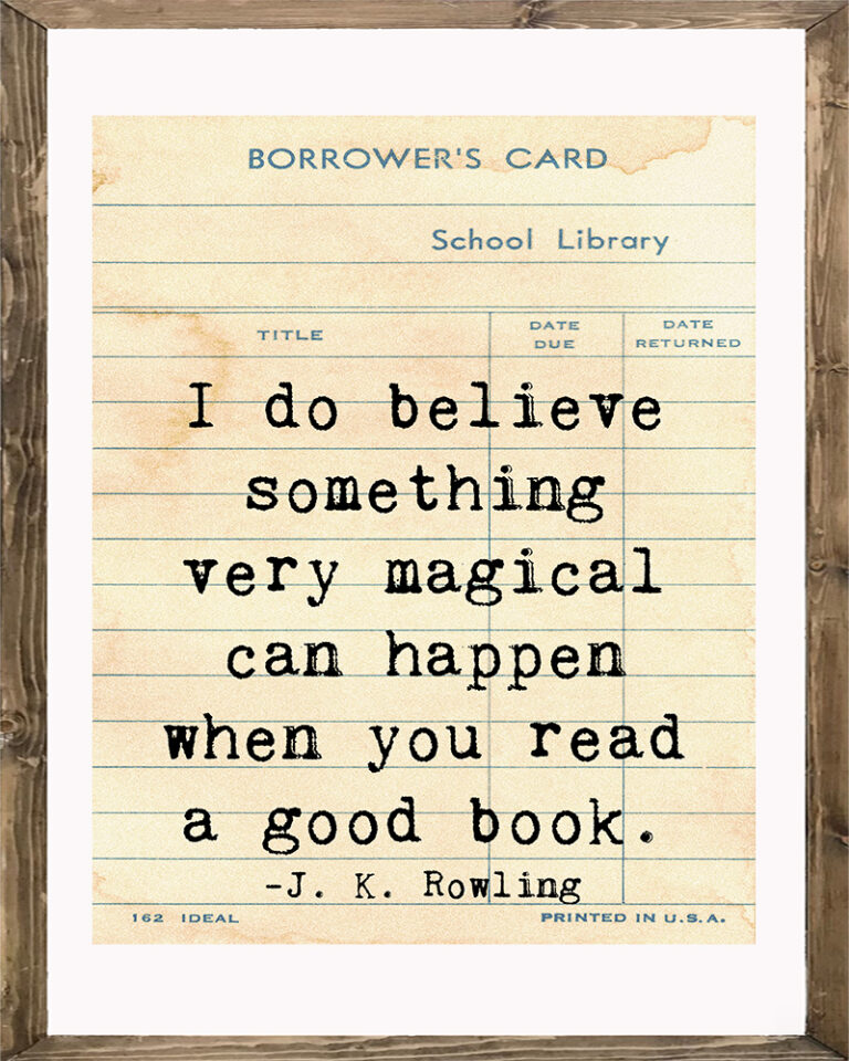 Free Printable Library Card Reading Quotes Wall Art • Rose Clearfield