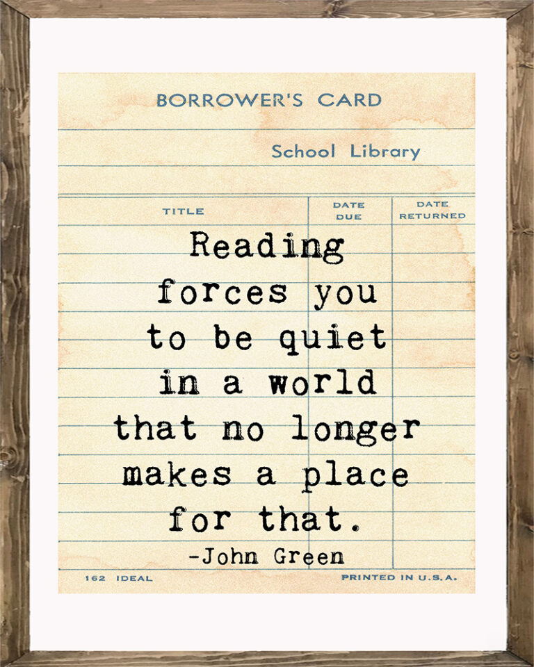 Free Printable Library Card Reading Quotes Wall Art • Rose Clearfield