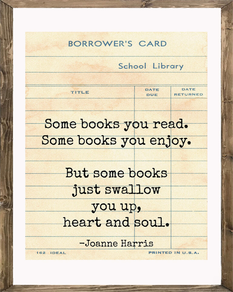 Free Printable Library Card Reading Quotes Wall Art • Rose Clearfield