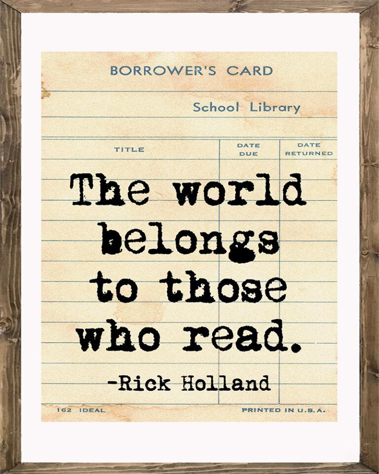Free Printable Library Card Reading Quotes Wall Art • Rose Clearfield