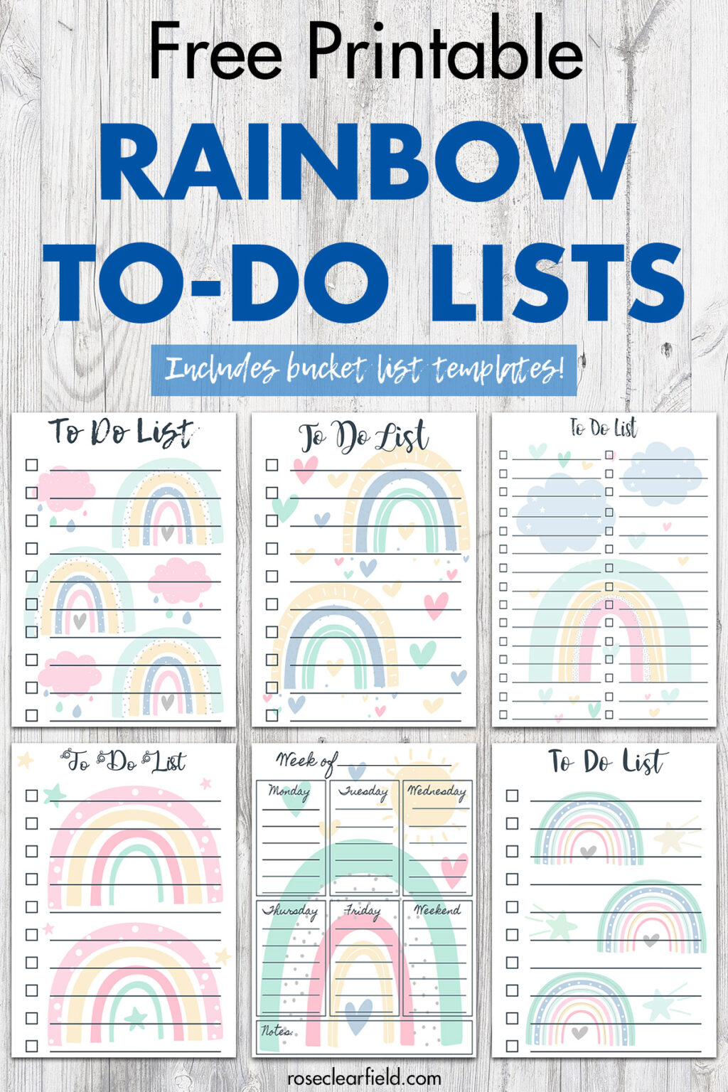 Free Printable Rainbow To-Do Lists • Rose Clearfield