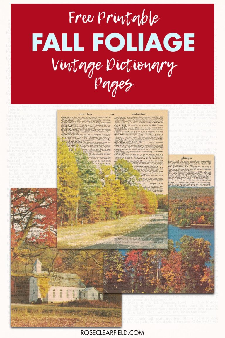 Free Printable Fall Foliage Vintage Dictionary Pages • Rose Clearfield