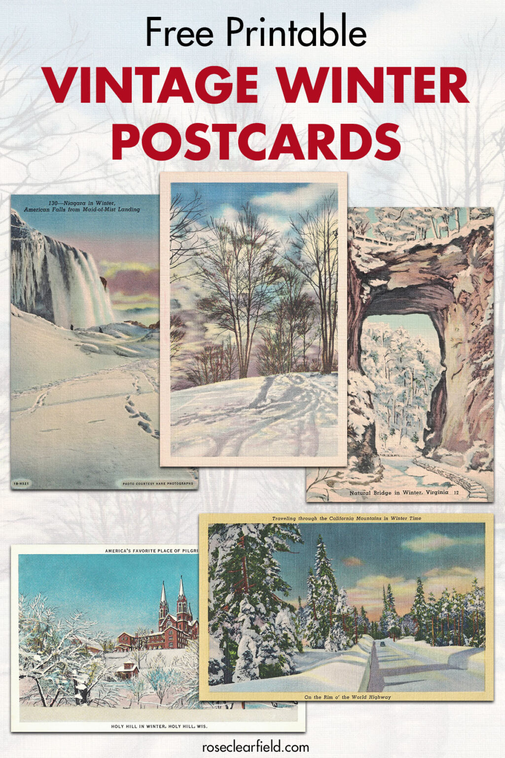 Free Printable Vintage Winter Postcards [with ATC Cards and Journal ...