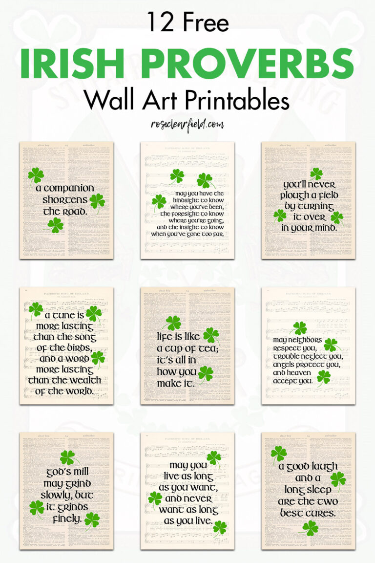 Free Printable Irish Proverbs Wall Art • Rose Clearfield