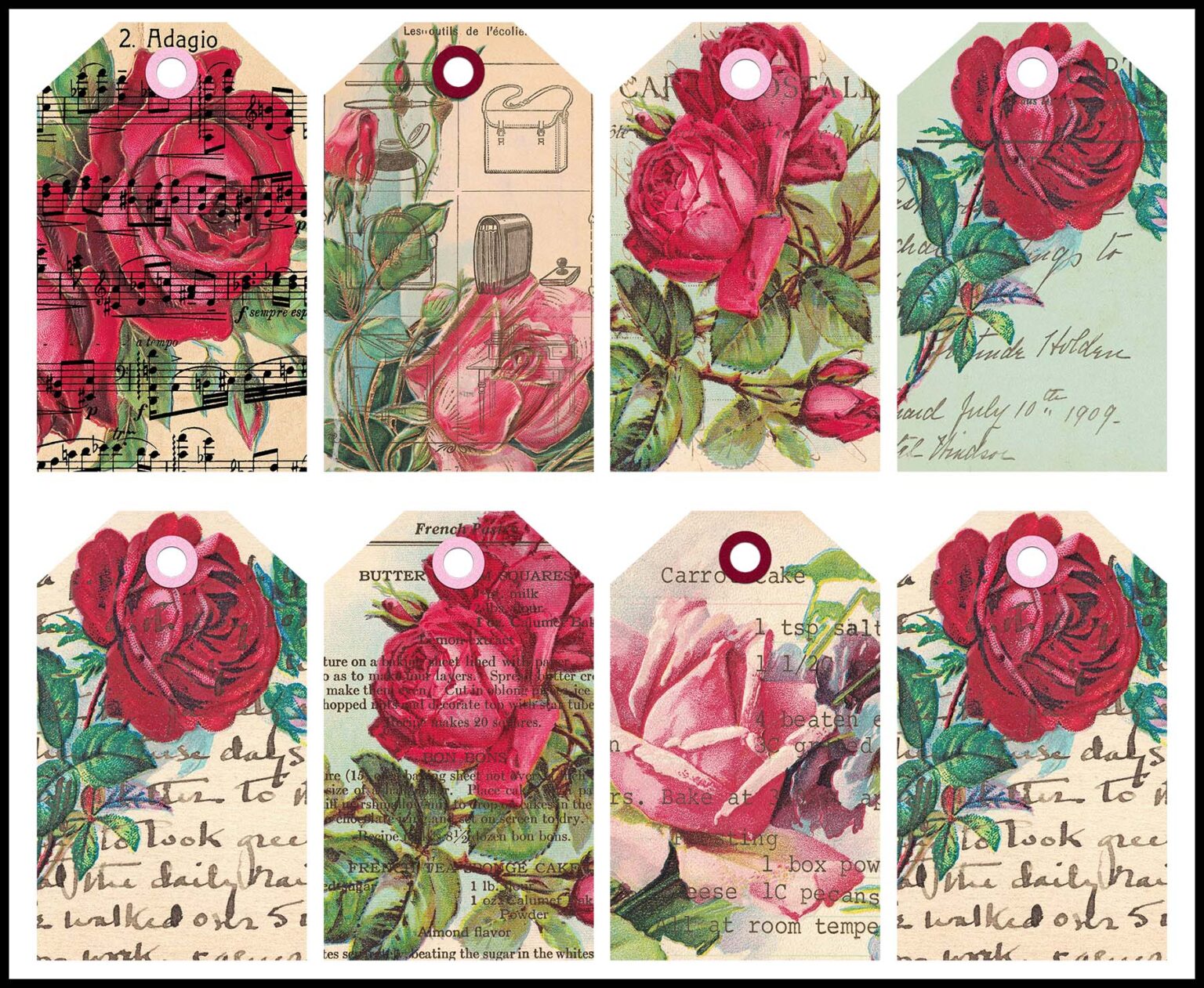 Free Printable Vintage Roses Postcards • Rose Clearfield