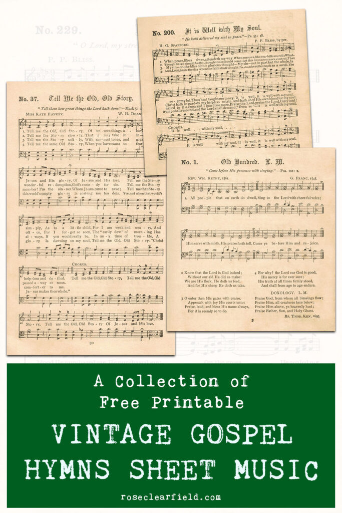A Collection of Free Printable Vintage Gospel Hymns Sheet Music • Rose ...