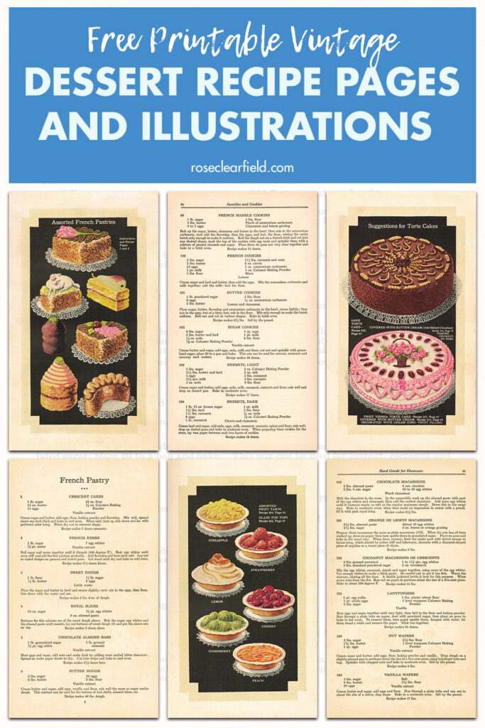 Free Vintage Desserts Cookbook Pages and Illustrations • Rose Clearfield