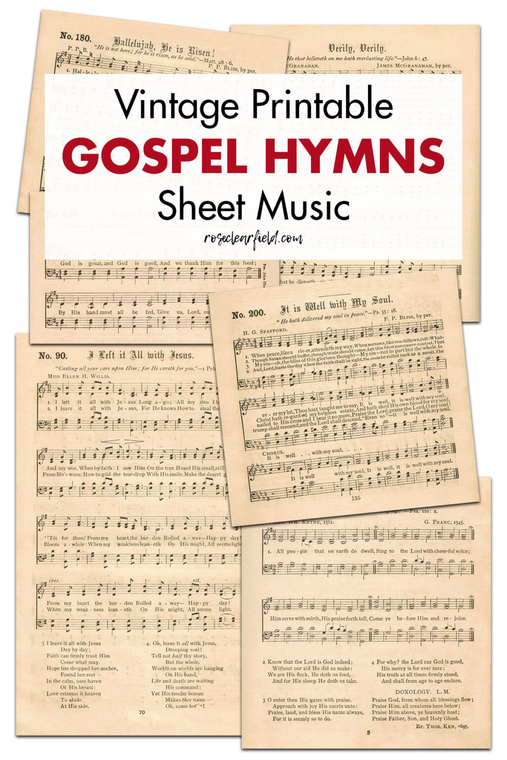 Vintage Printable Gospel Hymns Sheet Music • Rose Clearfield
