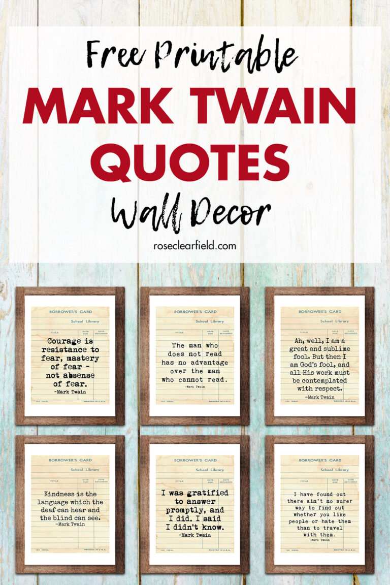 Free Printable Library Card Mark Twain Quotes Wall Art • Rose Clearfield