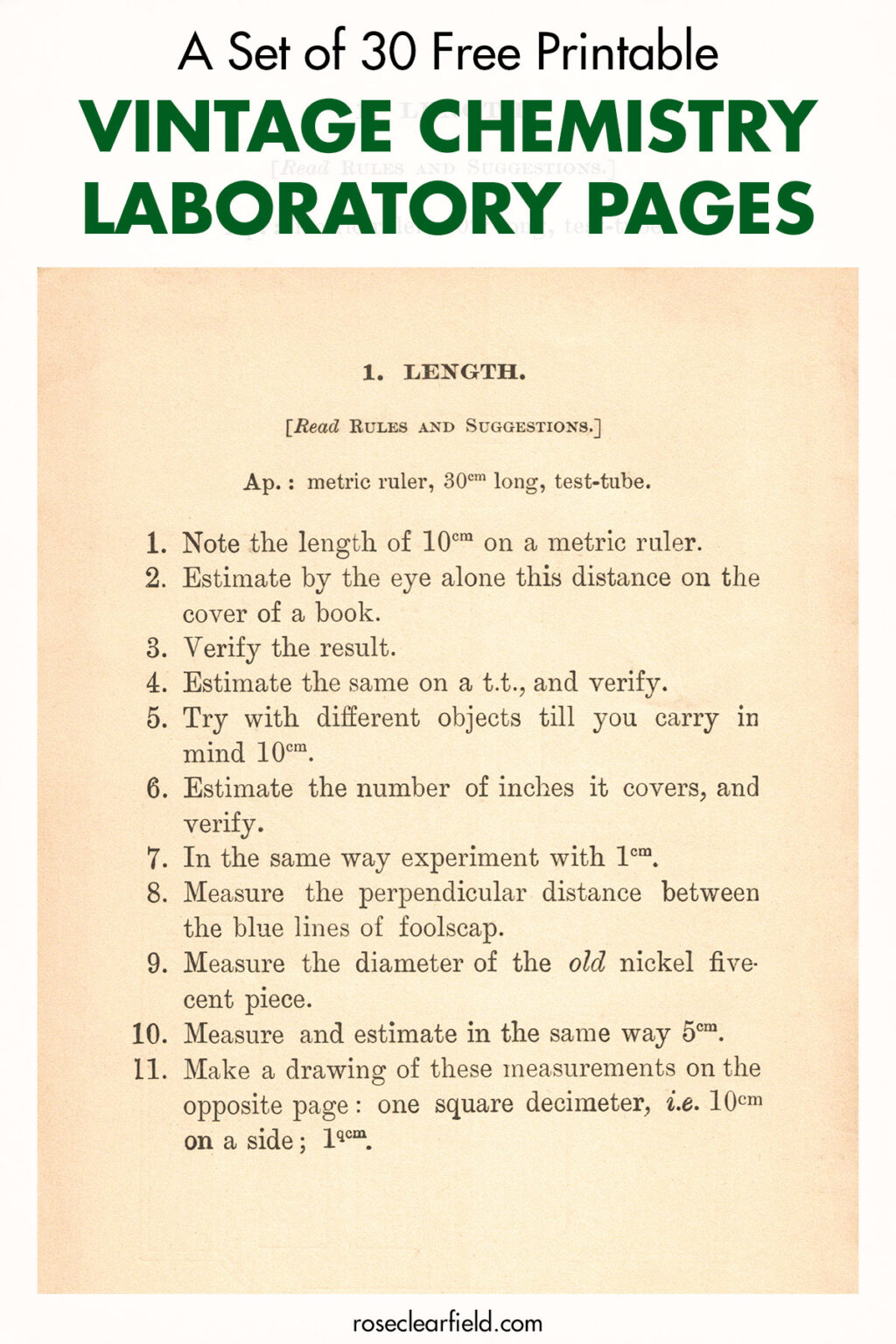 A Set of 30 Free Printable Vintage Chemistry Laboratory Pages • Rose ...