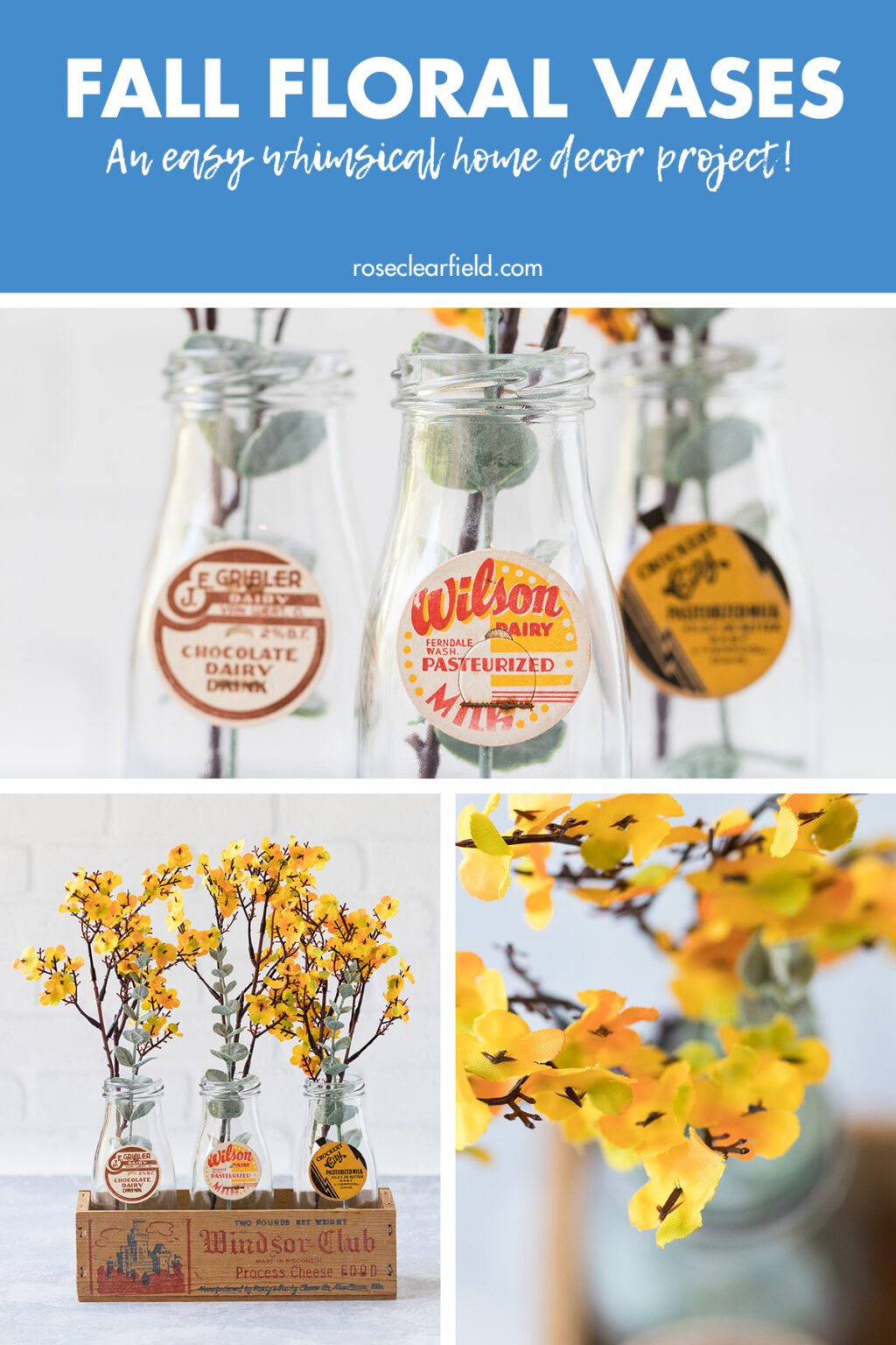 DIY Fall Milk Cap Floral Vases • Rose Clearfield