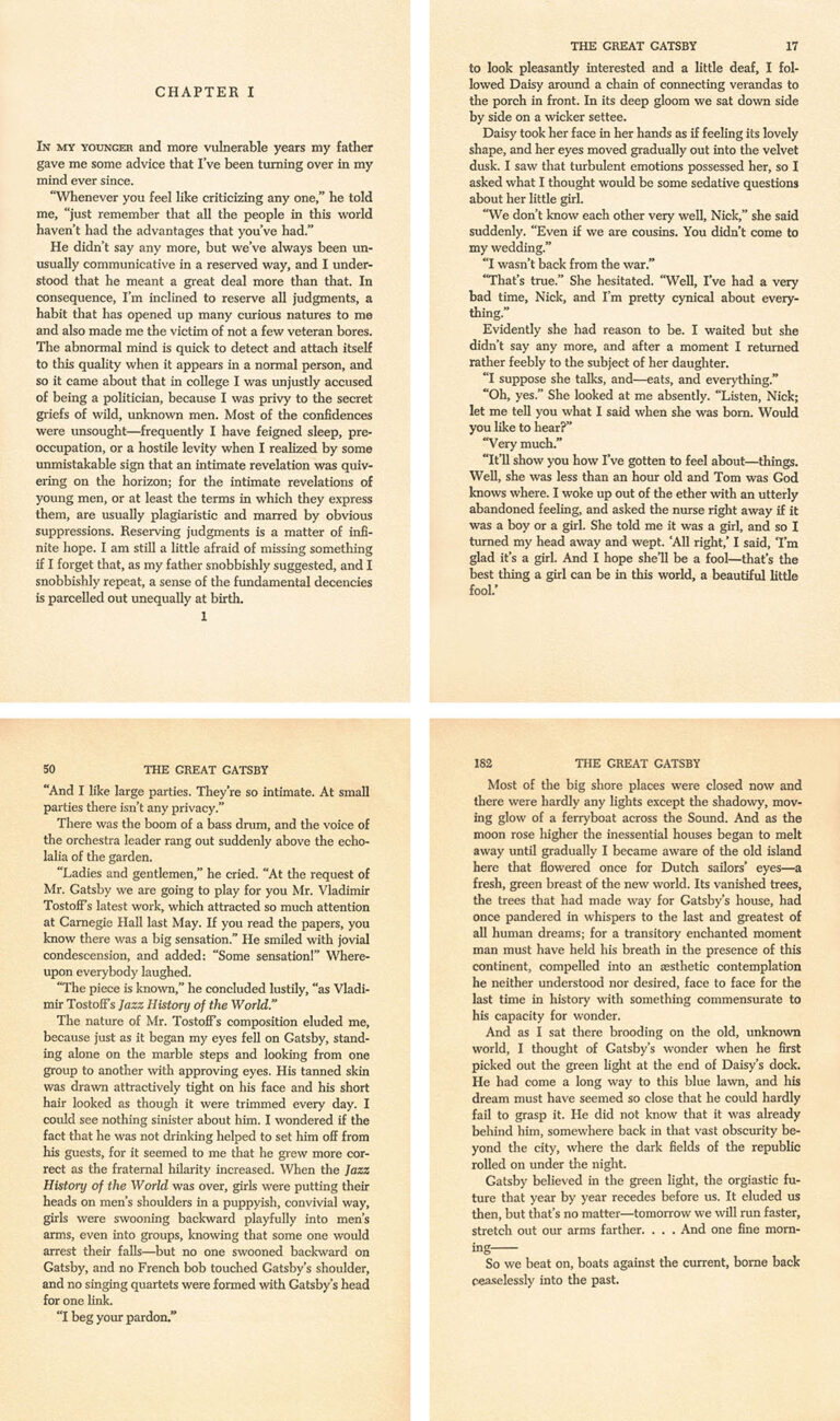 Free Printable Vintage The Great Gatsby Book Pages • Rose Clearfield