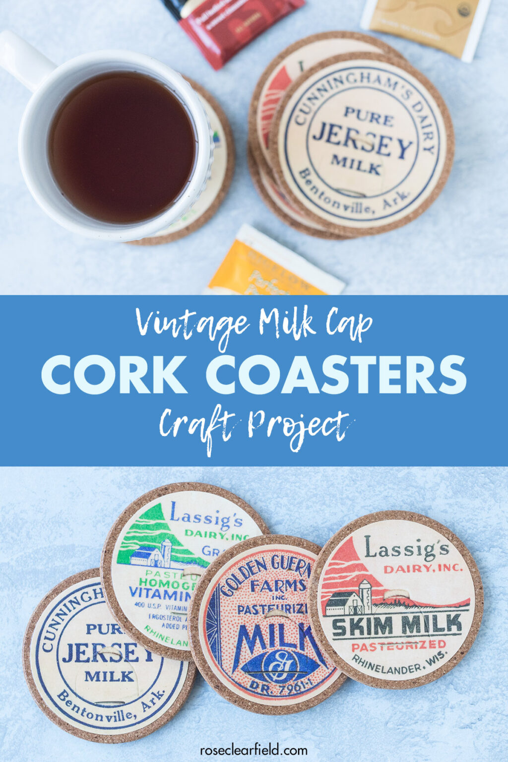 Vintage Milk Cap Cork Coasters Craft Project • Rose Clearfield