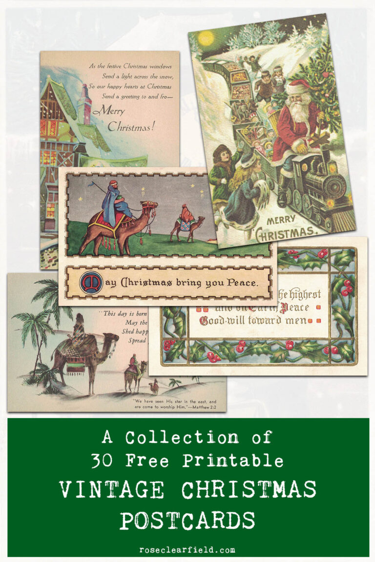 A Collection of 30 Free Printable Vintage Christmas Postcards • Rose ...