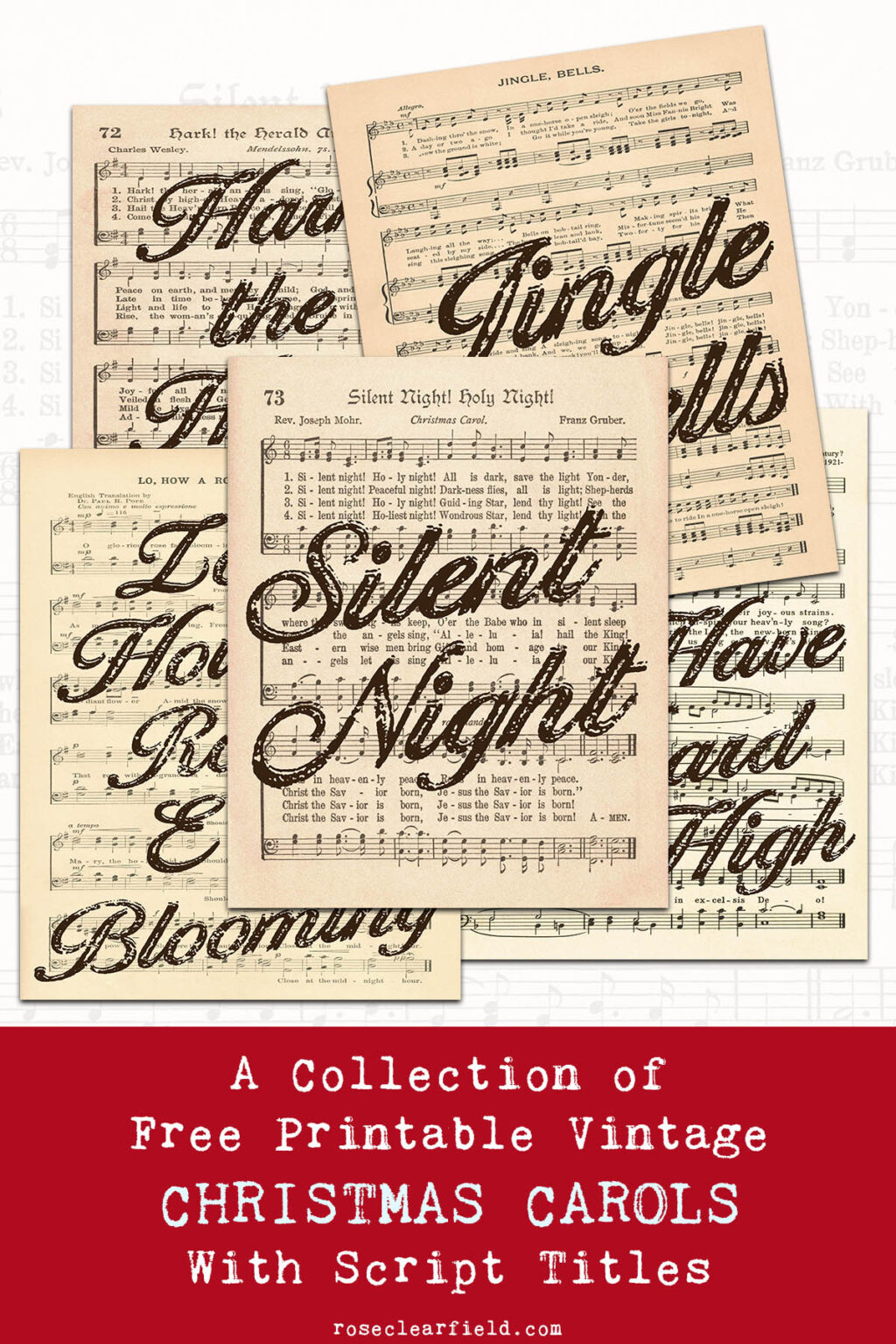 A Collection of Free Printable Vintage Christmas Carols With Script ...
