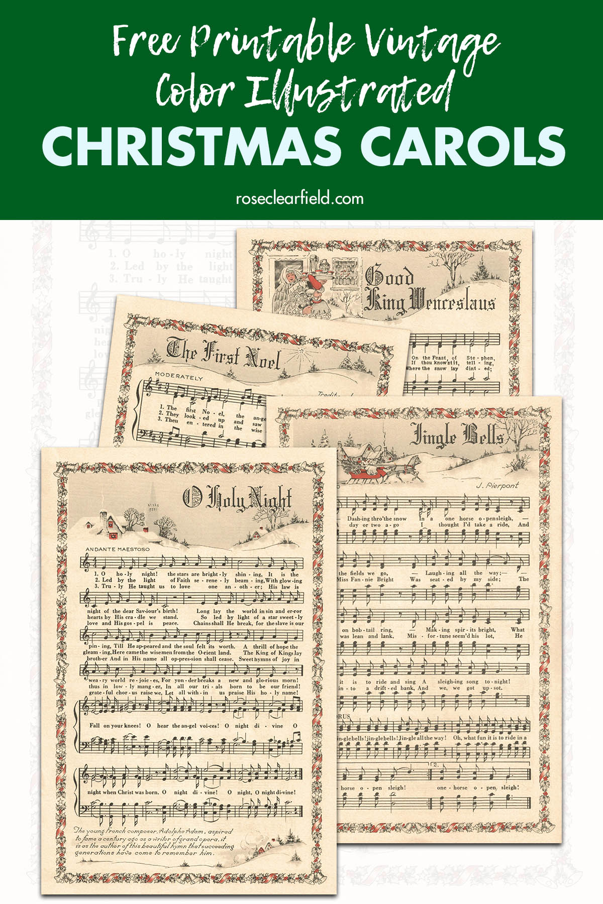 Free Printable Vintage Color Illustration Christmas Carols • Rose ...