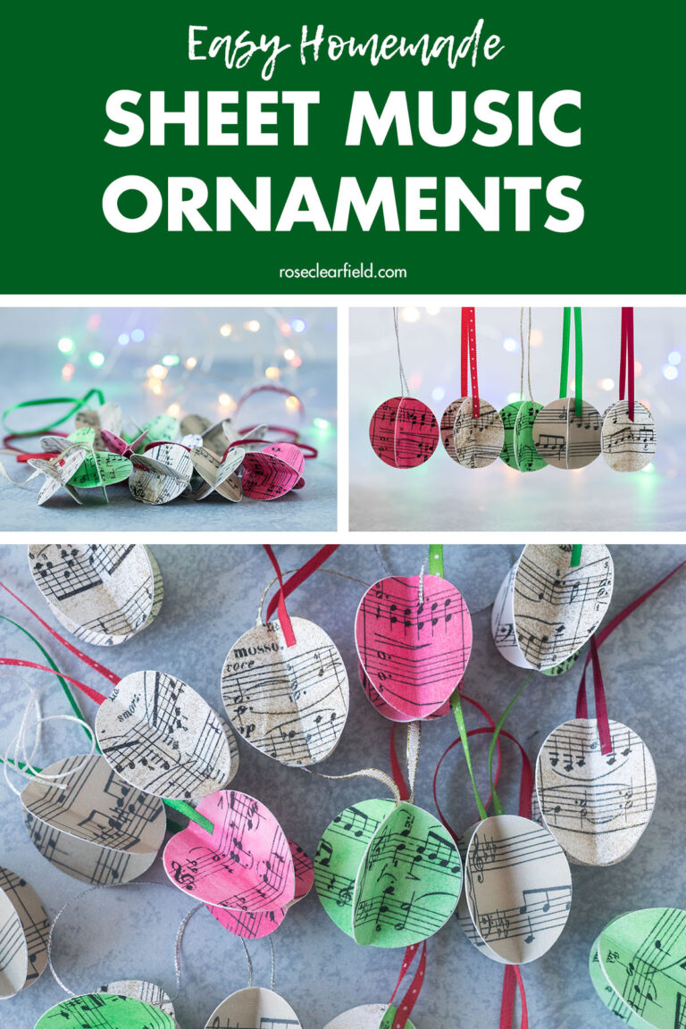 DIY Simple Sheet Music Ornaments • Rose Clearfield