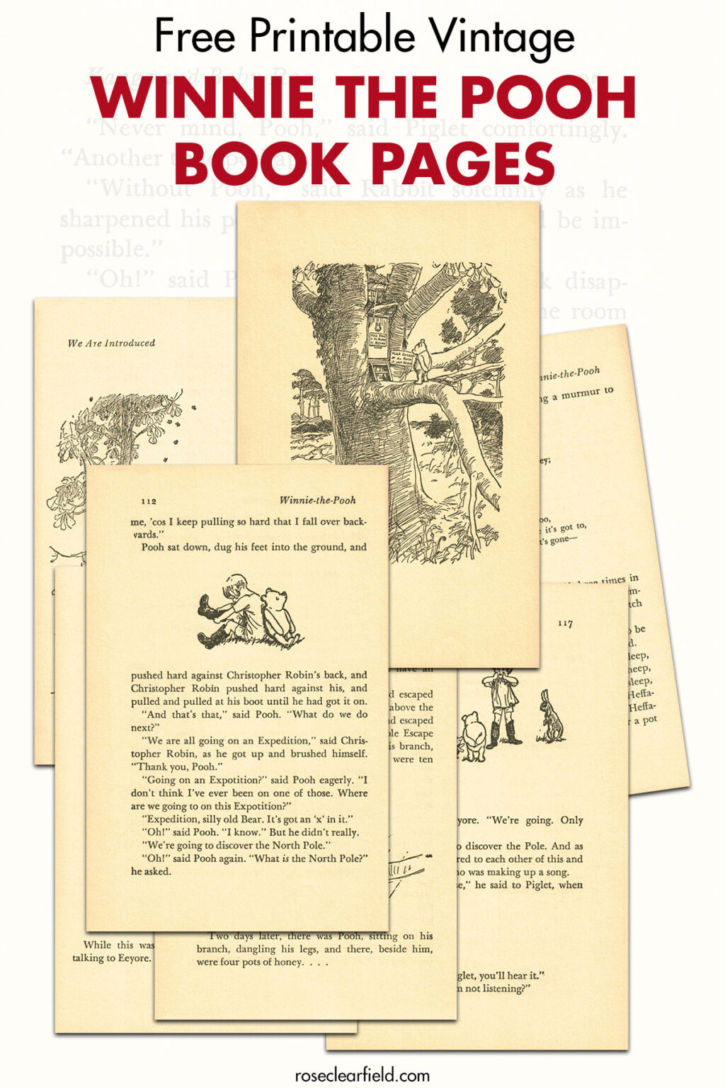 Free Printable Vintage Winnie the Pooh Book Pages • Rose Clearfield
