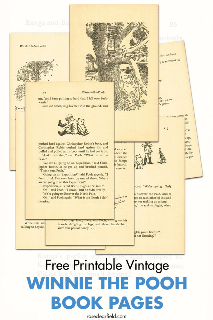 Free Printable Vintage Winnie the Pooh Book Pages • Rose Clearfield