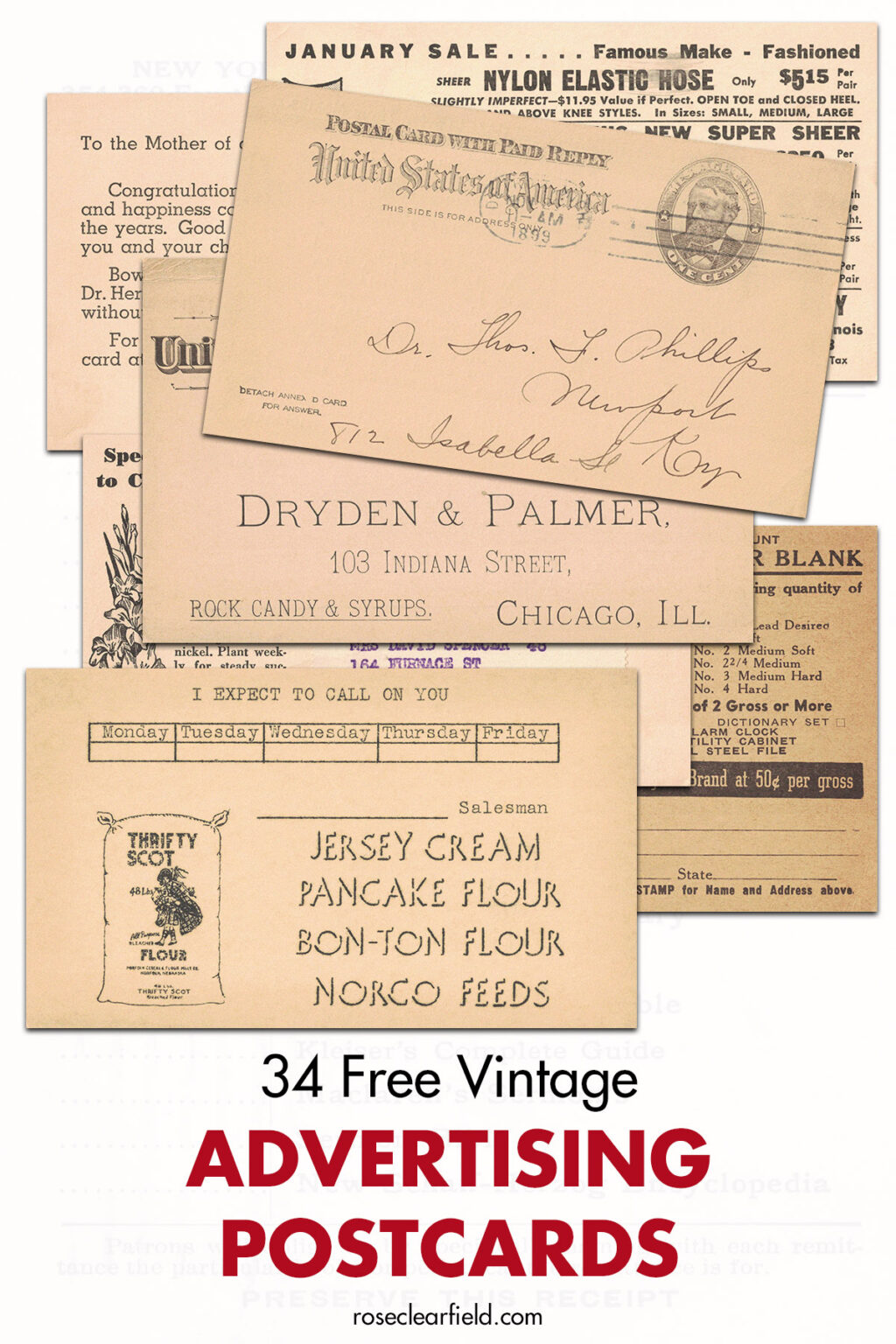 34 Free Vintage Advertising Postcards • Rose Clearfield