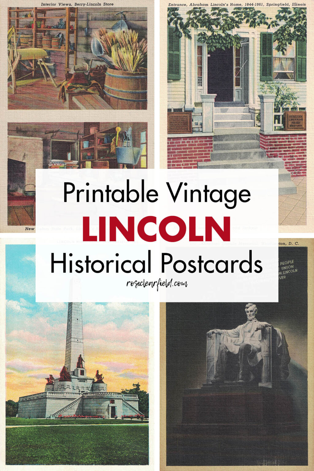 Printable Vintage Lincoln Historical Postcards • Rose Clearfield