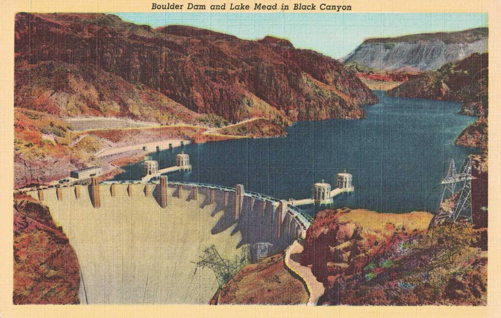Free Printable Vintage Hoover Dam Postcards • Rose Clearfield