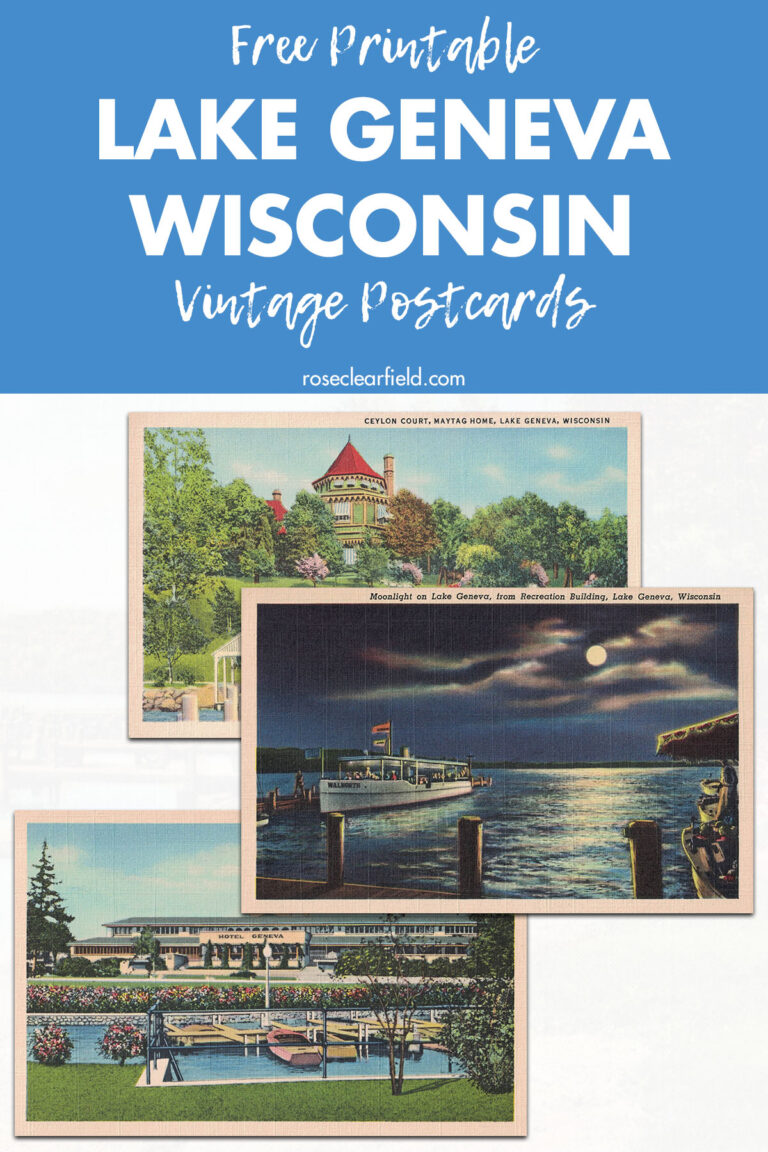 Free Printable Lake Geneva Wisconsin Vintage Postcards • Rose Clearfield