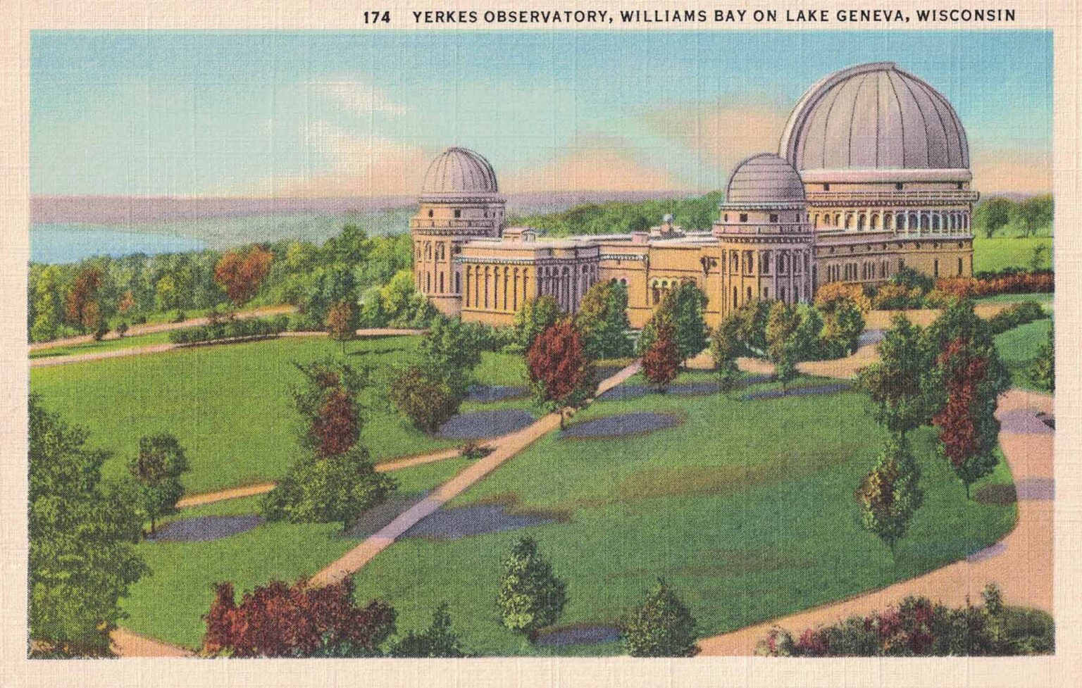 Vintage Postcard Wisconsin Lake Geneva Yerkes Observatory, Williams Bay ...