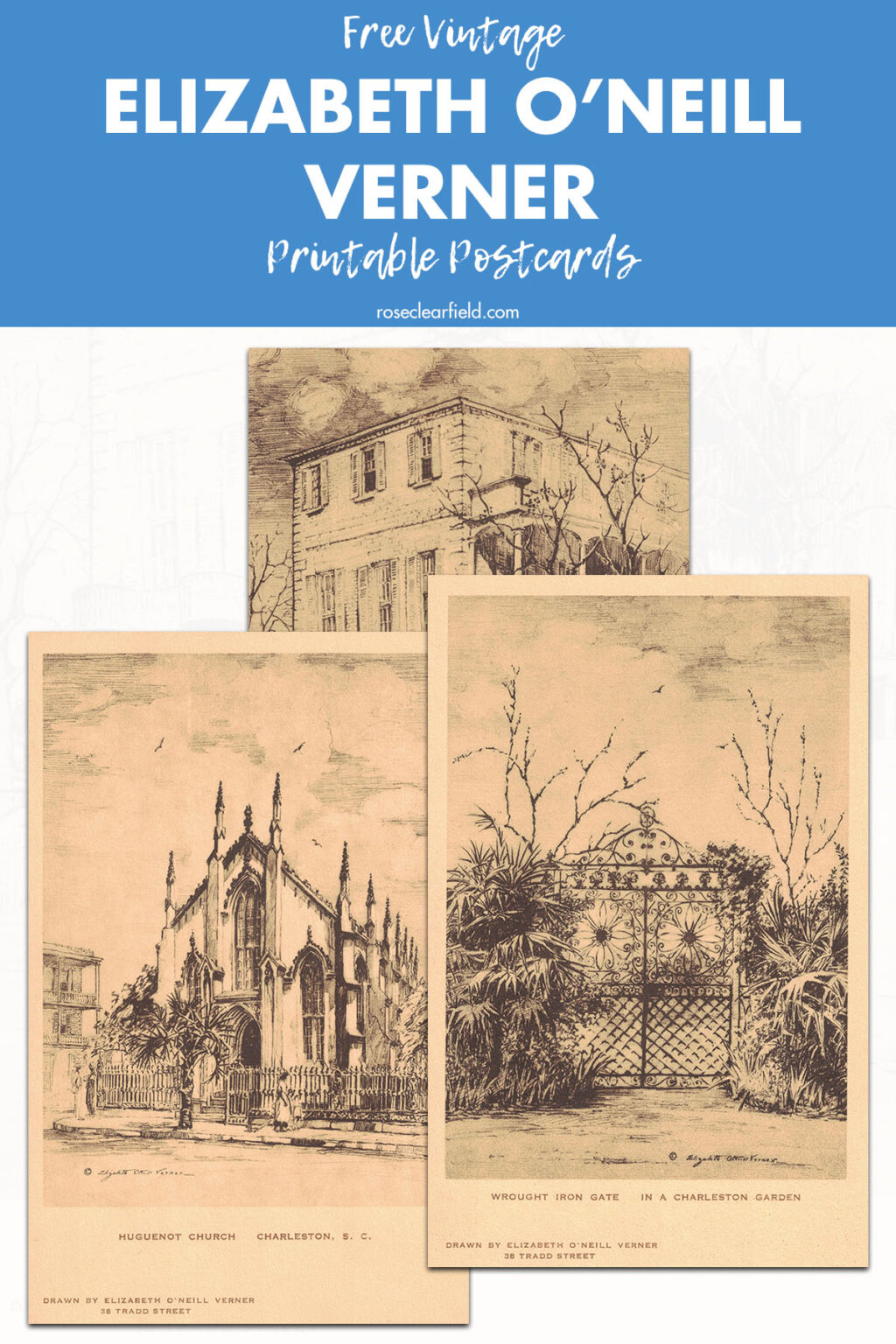 Free Printable Vintage Elizabeth O'Neill Verner Postcards • Rose Clearfield